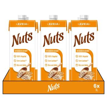 Leite Vegetal Aveia 1L Nuts - 6 Unidades - Bebida Vegetal - Magazine Luiza