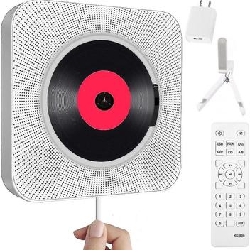 Leitor de CD portátil com Bluetooth, CD Qoosea para montagem na parede ...