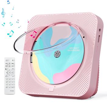 Leitor de CD Portátil ENVYCLOUD com Bluetooth 5.1 e Alto-Falantes Rosa ...