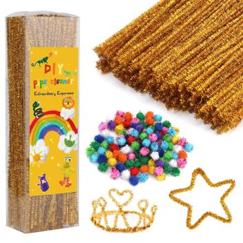Limpadores de cachimbo Iuuidu Chenille Stem com pompons de glitter 300 ...