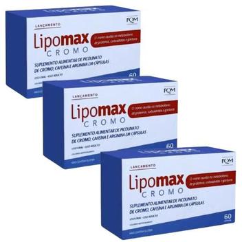 Lipomax Cromo com 60 Cápsulas Kit Com 3 Unidades - FQM - Picolinato de ...