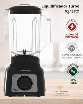 Liquidificador Turbo Agratto - Preto e Inox 1200W - Liquidificador ...