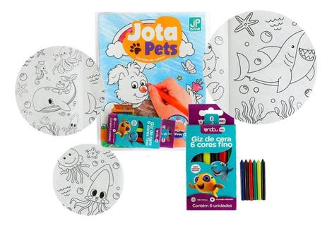 Livro Colorir Infantil Com Giz De Cera 6 Unidades Diversão - Compre Já ...