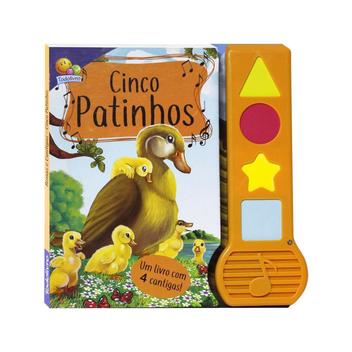 Livro Sonoro Cinco Patinhos e 03 Rimas & Cantigas C/ Botões Montessori ...