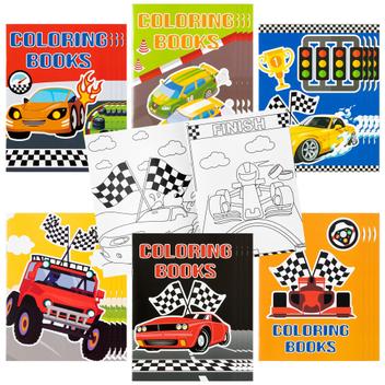 Livros para colorir JAPBOR Race Car Party Kids 24 unidades com 6 capas ...