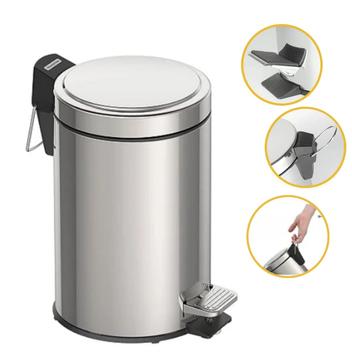 Lixeira Inox Com Pedal 3 Litros Cesto De Lixo Para Banheiro - 01Smart ...