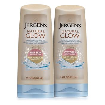 Loção corporal autobronzeadora Jergens Natural Glow Wet Skin, pacote ...