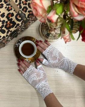 lu01 LUVA EM RENDA SEM DEDOS - Yaffa/Hadar - Fantasia - Magazine Luiza