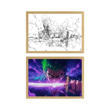 Luffy Zoro Anime Night Light Photo Frame Toy One Piece Decoração De ...