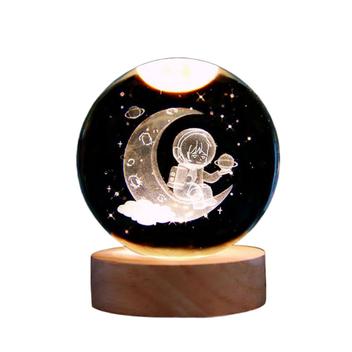 Luminária De Mesa LED Bola De Cristal USB Galáxia Cúpula Transparente ...