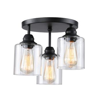 Luminária de teto SINMILA Semi Flush Mount com 3 luzes de vidro ...