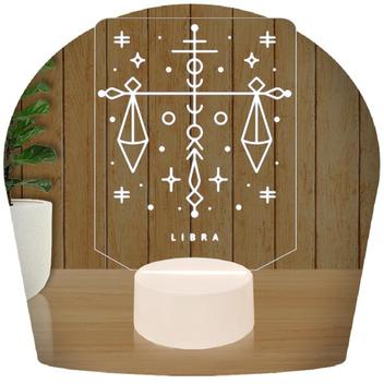 Luminária Led 3D Signo Libra 2 Presente Criativo Decoração - 3D Fantasy ...