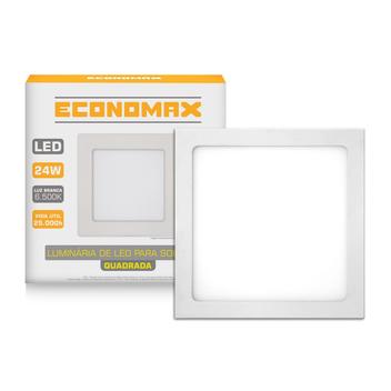 Luminária Led Slim Quadrada Sobrepor 24w Branca Fria - ECONOMAX ...