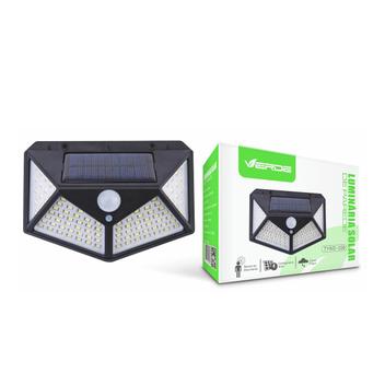 Luminária Parede Solar 100leds Sensor Presença Com 3 Funções - Verde ...