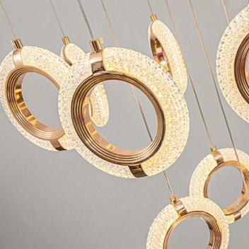 Luminária Pendente Circular Pingente Bivolt 3 Tons de Luz Cristal Sala ...