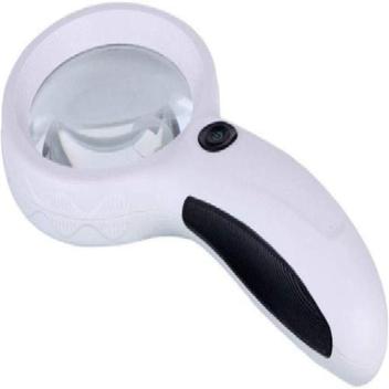 Lupa de mao com 8 leds branco com ultra violeta para reconhecimento de ...