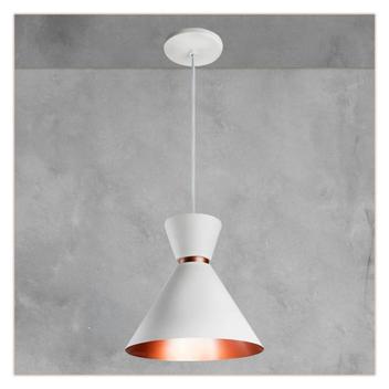 Lustre Pendente Berlin Branco C/ Cobre R.R.J.V - RRJV Negócios - Lustre ...
