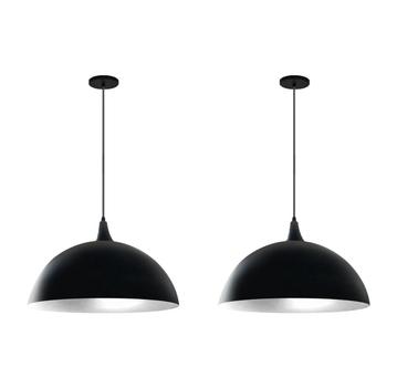 Lustre Pendente Meia Lua 40 Cm Chapéu Preto Interior Branco - Rrjv ...