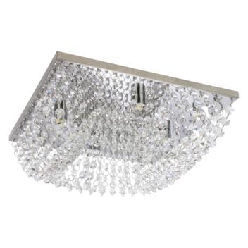 Lustre Sala Em Cristal Legítimo Inox Para 4 Lâmpadas 30X30Cm - Lustres ...