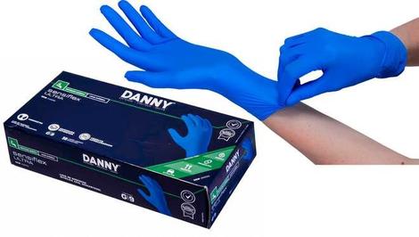 Luva Nitrílica Sensiflex Ultra Danny Sem Talco Azul Escuro Cano Longo ...
