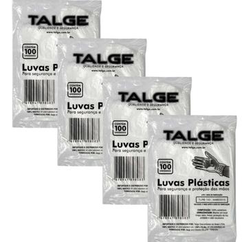 Luva Plástica Descartável Higiene Proteção Talge - 100 Unidades ...