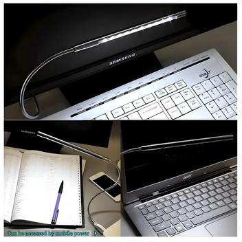 Luz de Leitura LED USB Flexível - Prata e Preta - Para Notebook e ...