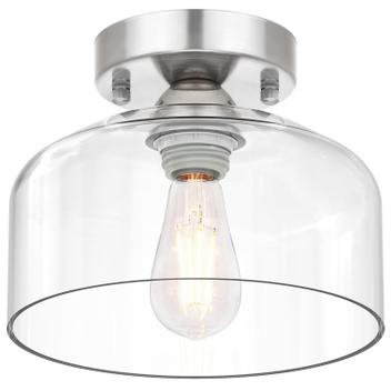 Luz de teto LACCEN Semi Flush Mount Silver com vidro transparente ...
