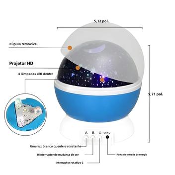 Luz Noturna Projetor de Estrelas LED para Crianças - Rotativa, USB e ...