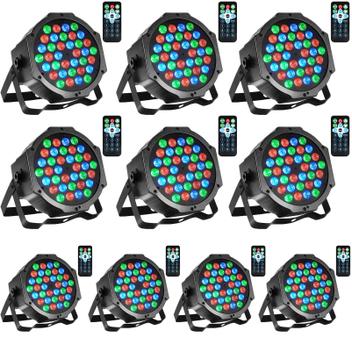 Luzes de palco LUNSY 36 LED Par Lights com controle remoto e DMX - Kit ...