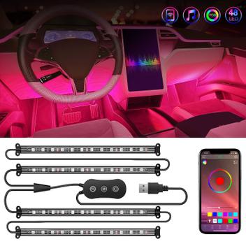 Luzes Interiores de Carro Nilight RGB - 48 LEDs - Kit com 4 Unidades ...