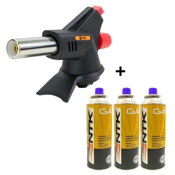 Maçarico Torch Refil Gás Butano Regulagem + 3 Refis Campgas - Nautika ...