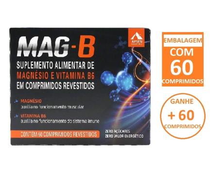 MAG-B (magnésio + Vitamina B6) KIT caixa com 60 comprimidos GANHE mais ...