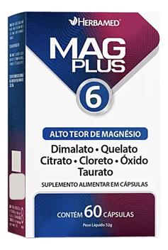 Mag Plus 6 Alto Teor De Magnésio 60 Cápsulas - Herbamed - Cloreto de Magnésio / Magnésio ...