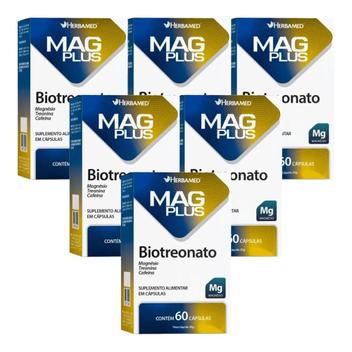 Mag Plus Biotreonato Herbamed Kit 6 Caixas 60 Cápsulas Cada - Vitaminas ...