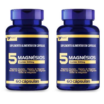 Magnesio quelato malato citrato taurato óxido 5 magnésios 60 caps muwiz kit 2 - Cloreto de ...