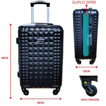 Mala de Viagem Média Preto 12kg Duplo Zíper ABS 58x38x25 cm - 99MX ...
