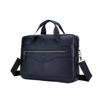 Maleta de Couro Genuíno Masculina - Bolsa de Ombro para Laptop de 14 Polegadas - Pasta Executiva ...