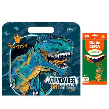 Maleta Raptor p/ Colorir Adesivos e Atividades + Giz de Cera - Tilibra ...