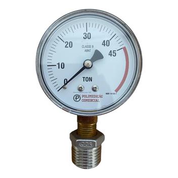 Manômetro para prensa, caixa aço carbono 63R,0/45 tons rosca 1/4 com ...