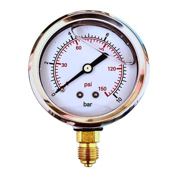 Manômetro Vertical com Glicerina 1/4 Npt 10 Bar 150 Psi Caixa 63 MM inox - MTS - Manômetro ...