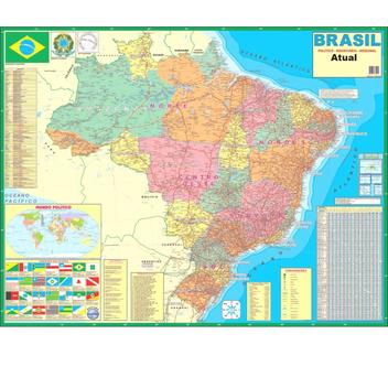 Mapa Brasil Escolar Politico Rodoviário Poster Geográfico Atual Dobrado ...