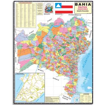 Mapa Da Bahia Politico Escolar Rodoviário Gigante Estado Dobrado ...