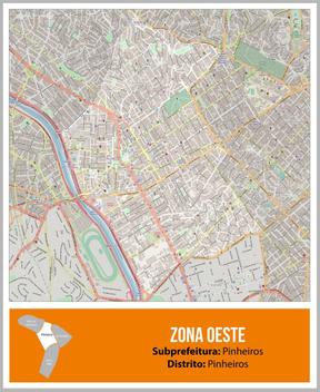 Mapa De Bairro Pinheiros-Município De São Paulo-Sp-Poster - Citimaps ...