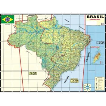 Mapa Do Brasil Fusos Horários Escolar Poster Geográfico Politico ...
