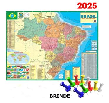 Mapa Do Brasil Político Estatístico Rodoviário Atualizado 120 X 90 cm ...