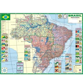 Mapa Do Brasil Regional Escolar Poster Região Geográfico Politico - For ...