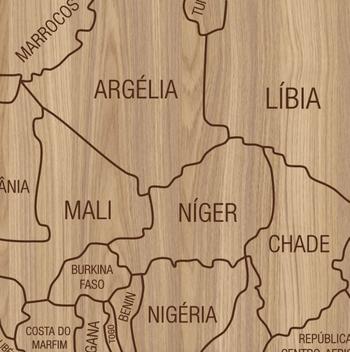 Mapa-múndi de madeira MDF - Mapa de viagens - Padrões amadeirados ...