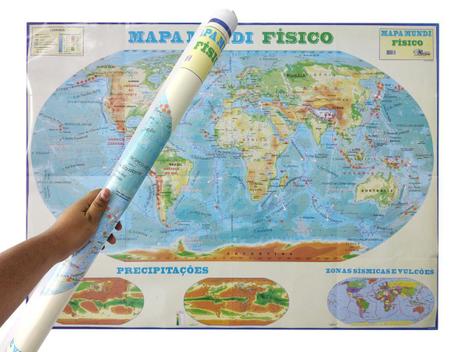 Mapa Mundi Físico Zonas Sísmicas e Vulcões 120x90CM - Multimapas ...