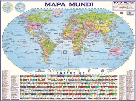 Mapa Mundi Politico Atualizado Mundo Planisferio - 120 X 90cm - SPM ...