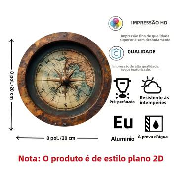 Mapa Mundi Vintage De 8x8 Polegadas, Arte De Parede De Metal, Sinal ...